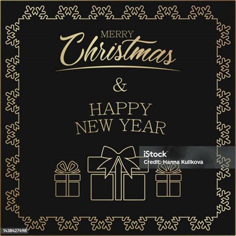 황금 텍스트 메리 크리스마스와 새해 복 많이 받으세요 휴일 세련된 카드 개념에 대한 스톡 벡터 아트 및 기타 이미지 개념 겨울 계절 Istock