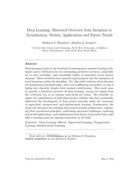 Pdf Deep Learning Historical Overview From Inception To