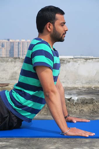 힌두교 인디언 남자 연습 코브라 의 이미지 옥상 사진에 요가 위치 델리 인도 건강한 생활방식에 대한 스톡 사진 및 기타 이미지 Istock