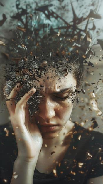 premium photo stressed woman with exploding head effect representing mental overload