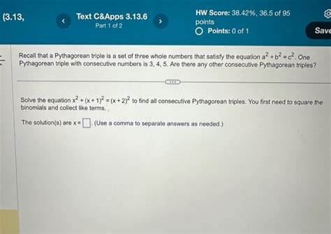 Solved Recall That A Pythagorean Triple Is A Set Of Three