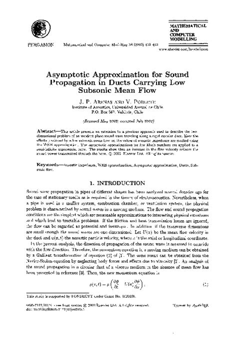 Pdf Asymptotic Approximation For Sound Propagation In Ducts Carrying Low Subsonic Mean Flow