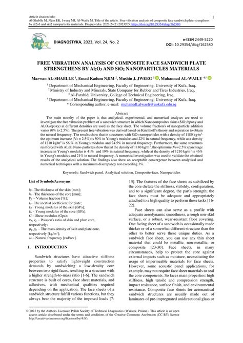 Pdf Free Vibration Analysis Of Composite Face Sandwich Plate