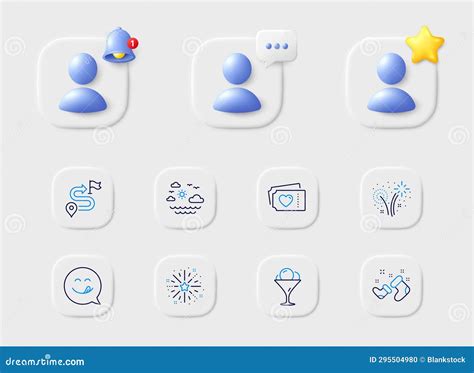Ice Cream Travel Sea And Fireworks Explosion Line Icons For Web App Printing Vector Stock
