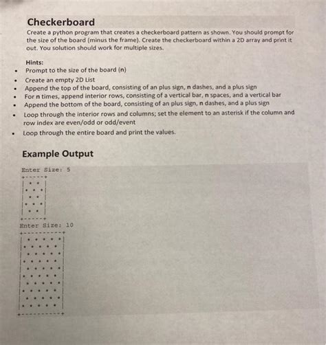 Solved Checkerboard Create A Python Program That Creates A Chegg