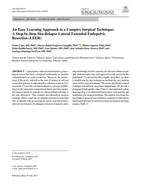 Pdf An Easy Learning Approach To A Complex Surgical Technique A Step
