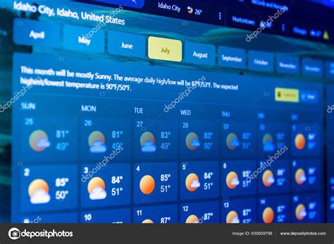 Weather Forecast Interface Digital Screen Display Showing Hot Weather July — Stock Editorial Weather Forecast Interface Digital Screen Display Showing Hot Weather July — Stock Editorial