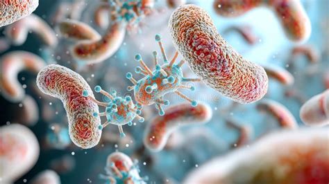 Microscopic View Of Vibrant Colorful Bacteria Showcasing Intricate