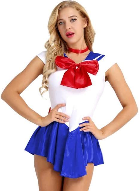 Anime Cosplay Costume Shiny Pvc Faux Leather Short Sleeve Flared Sailor
