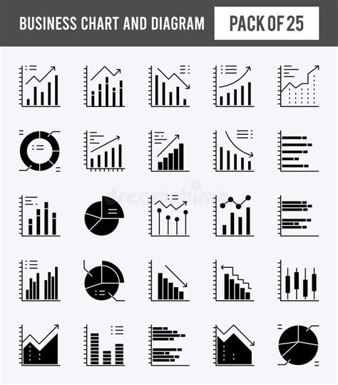 25 Business Chart And Diagram Glyph Icon Pack Vector Illustration