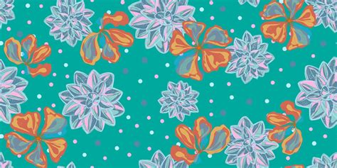 A Colorful Floral Pattern On A Teal Background 49199593 Vector Art At