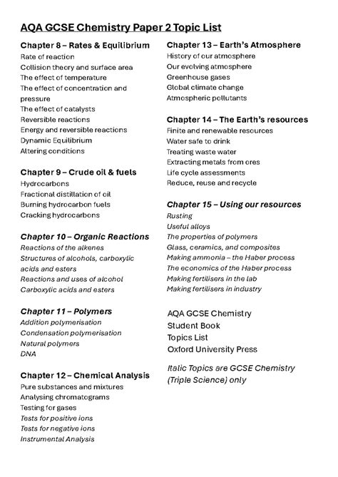 Aqa Gcse Physics Paper 2 Topic List Studocu