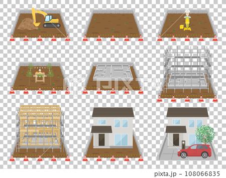 完成獨棟住宅的流程圖示新建工程流程 插圖素材 PIXTA圖庫