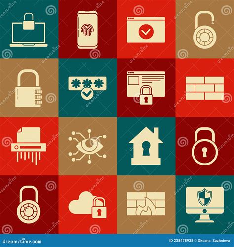 Set Computer Monitor And Shield Lock Bricks Secure Your Site With