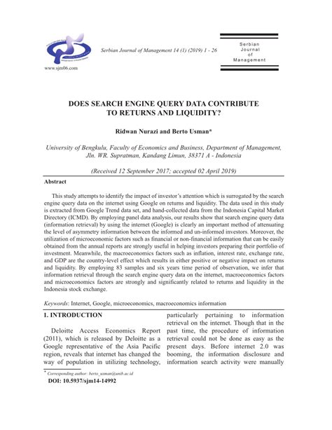 Pdf Does Search Engine Query Data Contribute To Returns And Liquidity