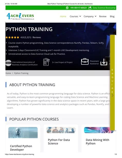 ppt join the best python training with placement 4achievers