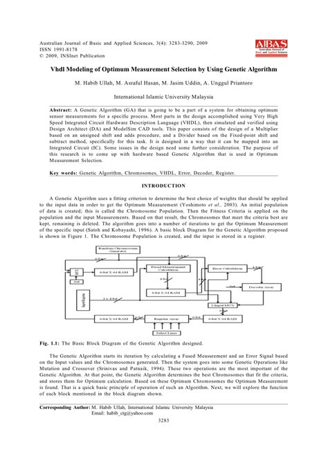 pdf vhdl modeling of optimum measurement selection by using genetic