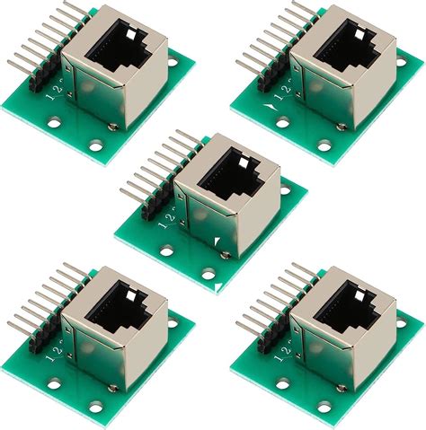 Penglin 5pcs Rj45 Vertical Socket Connector Breakout Board 8 Pin Headers Network Port Adapter