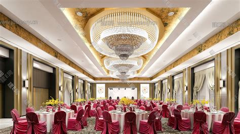 万达五星级酒店宴会厅模型su模型下载 Id101794025 建e网su模型