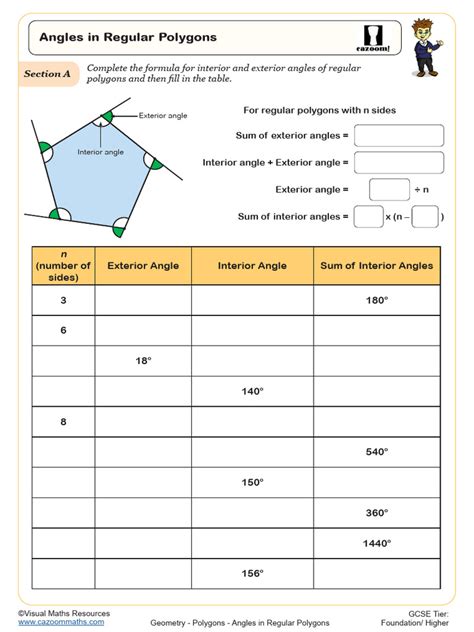 Cazoom Maths Polygons Angles In Regular Polygons Pdf Polygon Angle
