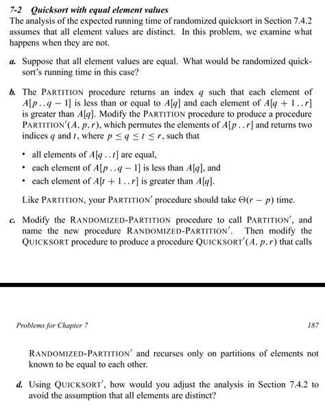 solved 7 2 quicksort with equal element values the analysis