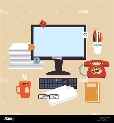 Secretary Desk Illustration Stock Vector Image And Art Alamy