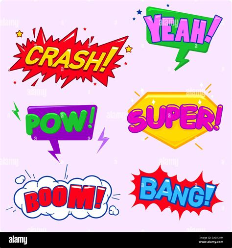 Comic book speech bubbles. Crash, boom, bang talk sound effects logos ...