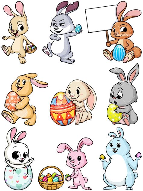 Easter Bunnies Cartoon Vector Clipart Friendlystock