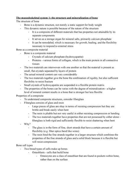 Weds 9 21 Dr Foster The Musculoskeletal System 1 The Structure And Mineralization Of Bone
