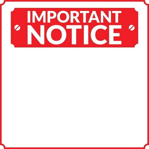 Important Notice Blank Template In Red Color Warning Important Notice
