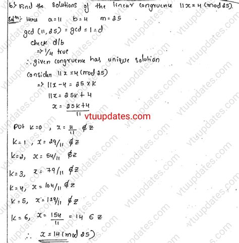 Find The Solutions Of The Linear Congruence VTU Updates