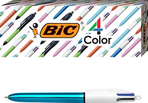 Bic 4 Colours Shine Retractable Ballpoint Pens Medium Point 10 Mm