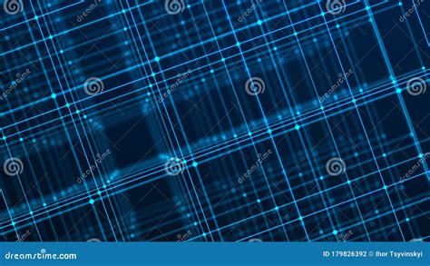 Digital Binary Data Tunnel Abstract Connection Of Dots And Lines On