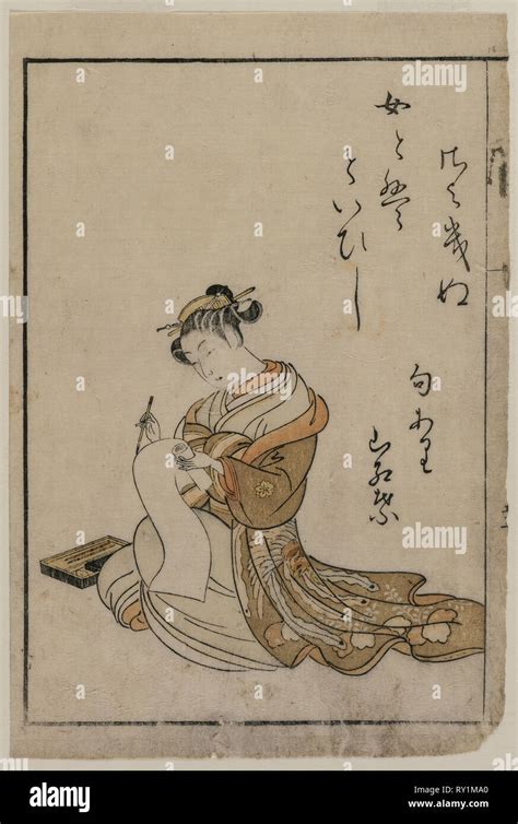 The Courtesan Writing From A Book From A Collection Of Beautiful Women Of The Yoshiwara 1770