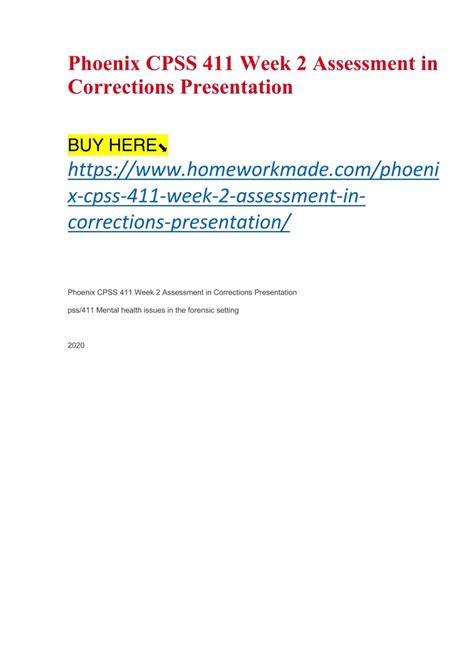 Phoenix Cpss 411 Week 2 Assessment In Corrections Presentation