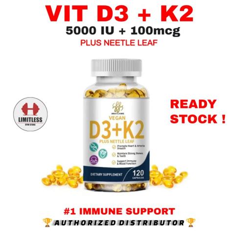 Jual Premium Organic Vitamin D3 5000 Iu K2 100mcg 120 Softgel Vit
