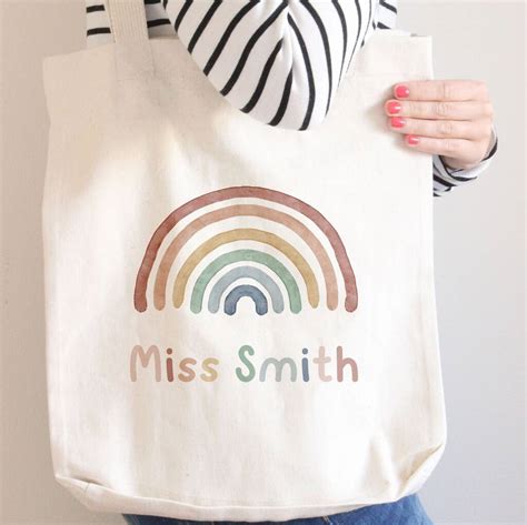 Personalised Rainbow Teacher Tote Bag By Koko Blossom