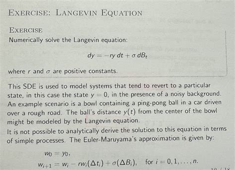 Solved Exercise Langevin Equation Exercise Numerically