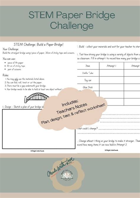 Stem Paper Bridge Challenge By Bright Little Seeds Tpt