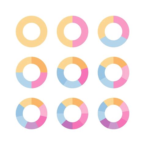 Premium Vector Circular Section Colored Graph Pie Diagram Circle Chart Divided Into Pieces