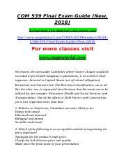 Com 539 Final Exam Guide New 2018 Doc Com 539 Final Exam Guide New