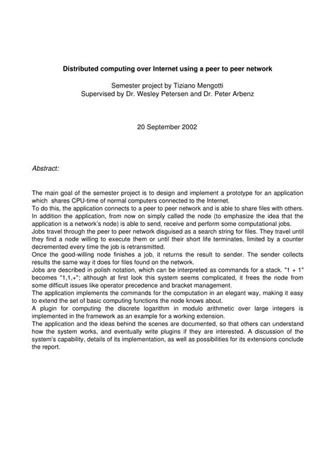 pdf distributed computing over internet using a peer to peer network