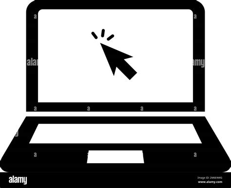 Laptop Icon With Mouse Cursor Clicking On Screen Editable Vector Stock