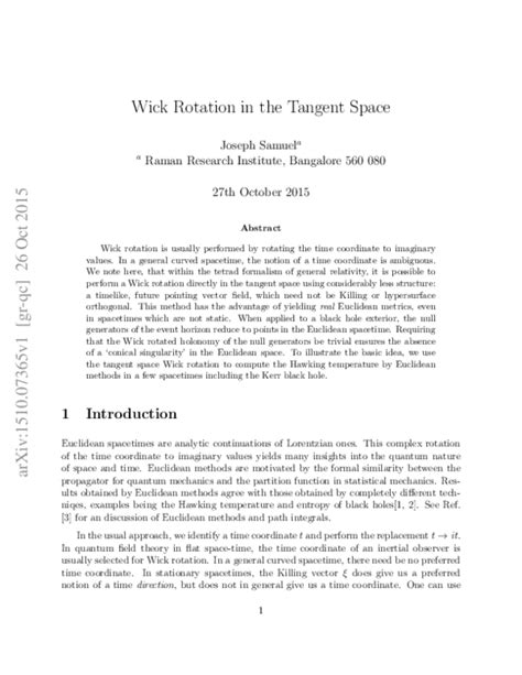 pdf wick rotation in the tangent space