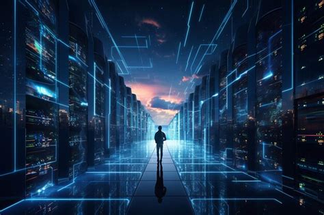 Premium Photo Modern Data Center With Server Racks And Cooling System Generative Ai