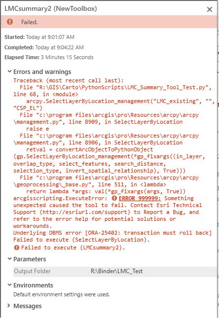 Error 999999 Underlying Dbms Error Failed To Execu Esri Community