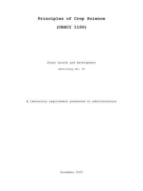 Revised Crsci 1100 Lab Report No Name Pdf Seed Germination