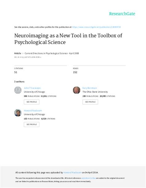 Pdf Neuroimaging In Psychological Science