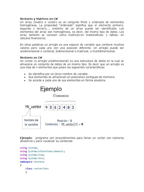 vectores y matrices pdf estructura de datos de matriz c sharp lenguaje de programación