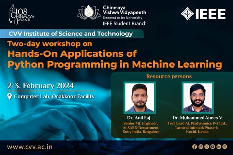 Two Day Workshop On Hands On Applications Of Python Programming In Machine Learning Events